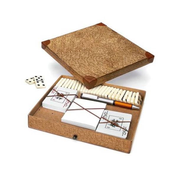 Caixa Craft com Detalhes em Couro com Dominó | Ninja Brindes