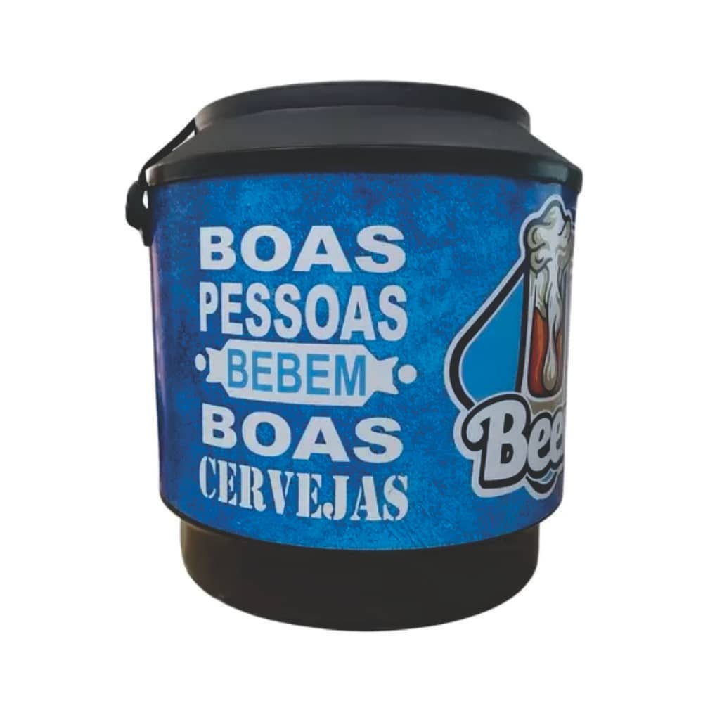 Cooler Térmico Redondo Estampa Azul Beer 30 Litros com Alça | Ninja Brindes